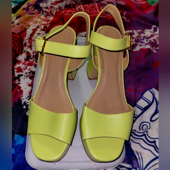 Shoes | Neon Platform Chunky Heel Sandals | Poshmark